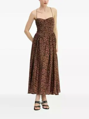 Bardot Estie Leopard-print Lace-up Midi Dress - Brown