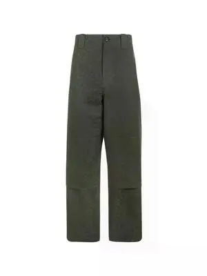 Kenzo Gram Jacquard-logo Straight-leg Trousers - Green