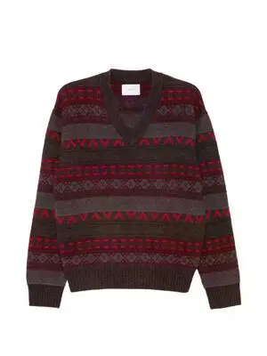 Nn07 Tobias Fair Isle V-neck Sweater - Red
