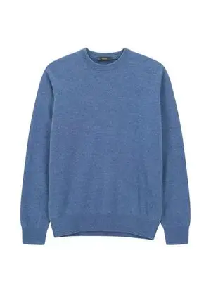 Boggi Milano Crewneck Jumper In Wool And Cashmere - Blue
