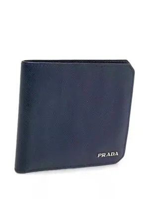 Prada Leather Bifold Wallet - Blue