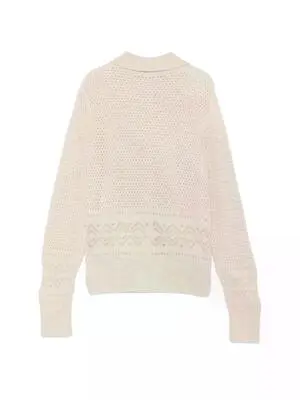 D.exterior Pointelle-knit Spread-collar Cardigan