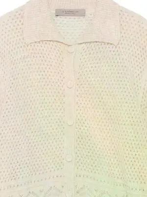 D.exterior Pointelle-knit Spread-collar Cardigan