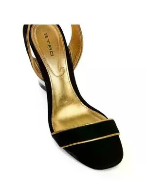 Etro Velvet High-heeled Sandals With Animal Buckle - Black