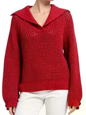 Brunello Cucinelli Waffle-knit Sailor-collar Sweater