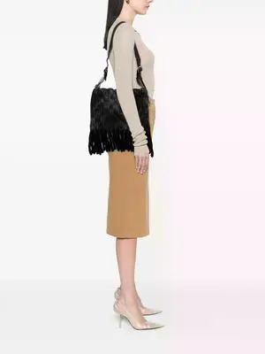 Burberry 2018-2026 Medium Calfskin And Wool Chess Blanket Shoulder Bag