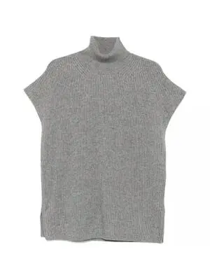Max Mara Mstcobalto Roll-neck Sleeveless Sweater - Grey