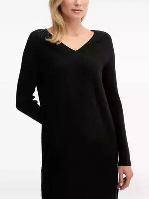 BENETTON Ribbed-knit V-neck Mini Dress