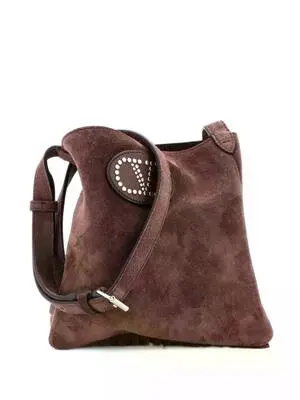 Valentino Garavani Nellcote Shoulder Bag Studded Suede Crossbody Bag - Brown