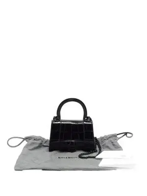 Balenciaga Hourglass Croc-embossed Tote Bag