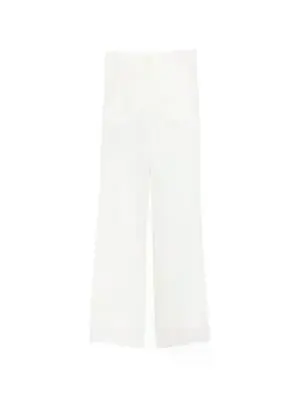 Max Mara Mxesteppa Satin-trimmed Pleated Trousers - White