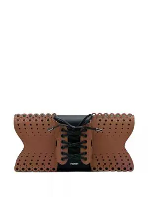 Perrin Le Corset Perforé Lace-up Clutch Bag - Black