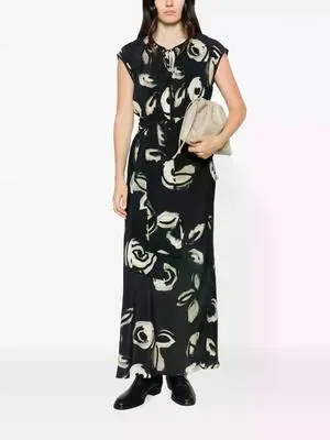 Max Mara Printed Tie-waist Midi Dress