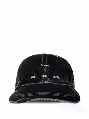 SONG FOR THE MUTE Logo-embroidered Distressed Cap - Black