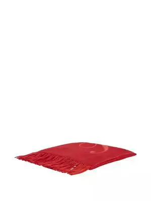 Tommy Hilfiger Logo-intarsia Fringed Wool Scarf - Red
