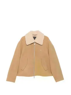 Emporio Armani Shearling-collar Logo-embroidered Jacket