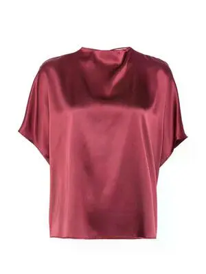 SOLOTRE Satin-finish Rear-zip Top - Red