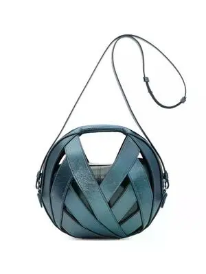 Perrin Le Petit Panier Basket-weave Crossbody Bag - Blue