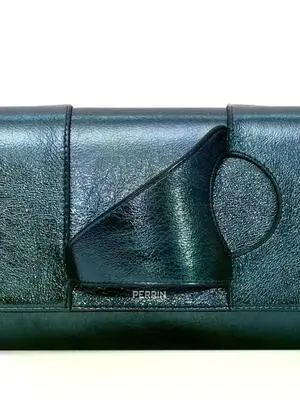 Perrin L'asymetrique Metallic-leather Clutch Bag - Blue