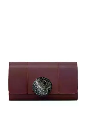 Perrin Le Disque Strass Leather Clutch Bag - Red