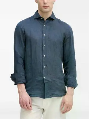 BENETTON Long-sleeved Linen Shirt - Blue
