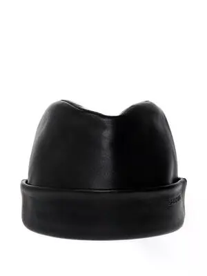 Balenciaga Leather Beanie - Black