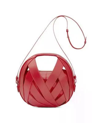 Perrin Le Petit Panier Basket-weave Shoulder Bag - Red