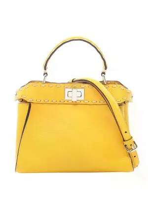 Fendi 2000-2010 Mini Leather Selleria Peekaboo Iconic Satchel - Yellow
