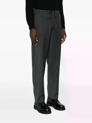 AMARANTO Drawstring Straight-leg Trousers - Grey