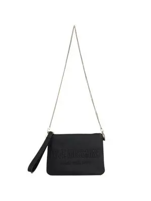 Moschino Logo-embossed Chain-link Shoulder Bag - Black