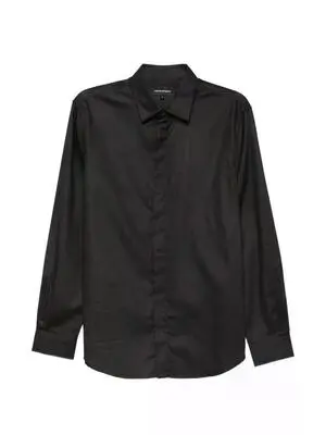 Emporio Armani Monogram-pattern Long-sleeve Shirt - Black