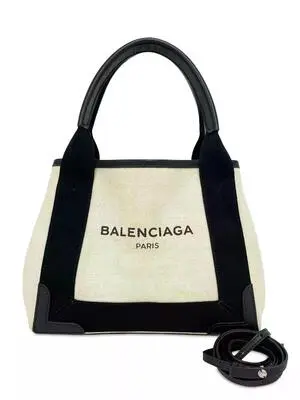 Balenciaga 2000-2026 Canvas Navy Cabas Xs Satchel - Brown