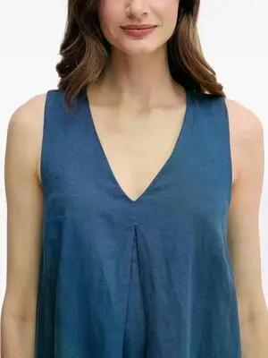 BENETTON Pleated V-neck Midi Dress