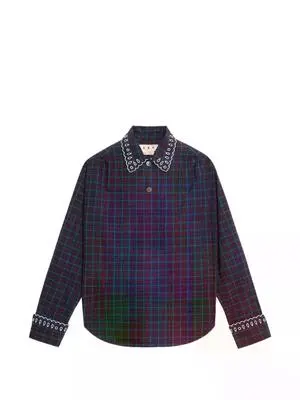 Marni Plaid Broderie Anglaise Shirt - Blue