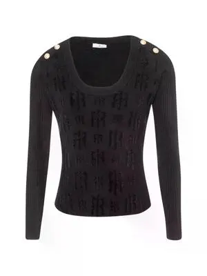 FRACOMINA Logo-jacquard Button-detail Sweater - Black