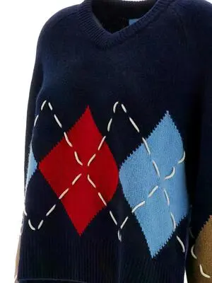 Arch4 Sloane Argyle-intarsia V-neck Sweater