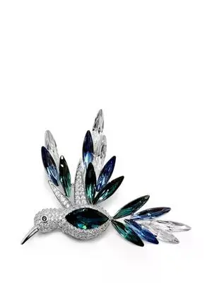 HZMER JEWELLERY Neel Crystal-embellished Bird Brooch - Silver