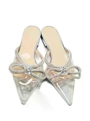 Mach & Mach Double Bow Pointed-toe Mules - Silver