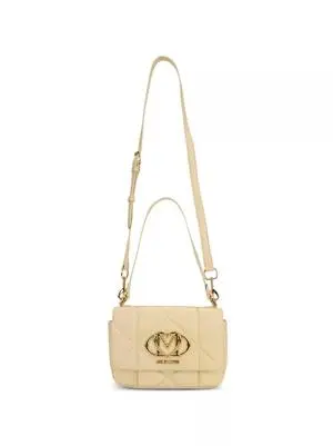 Moschino Quilted Logo-plaque Shoulder Bag - Neutrals