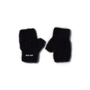 Miu Miu Mohair Fingerless Gloves - Black