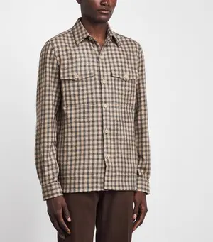 Isaia Cashmere Check Overshirt