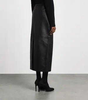 RÓHE Leather Pencil Midi Skirt