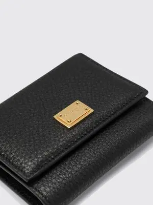 Dolce & Gabbana Tri-fold Wallet In Grained Calfskin With Logo