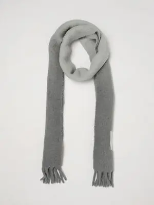 Maison Kitsuné Alpaca Wool Scarf With Fringed Hem And Appliqué Logo