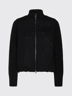 Fabiana Filippi Wool Blend Cardigan With High Neck, Zip Closure And Sequin Embellishment
