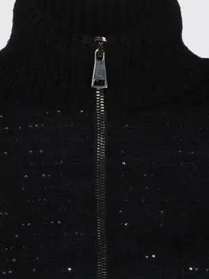 Fabiana Filippi Wool Blend Cardigan With High Neck, Zip Closure And Sequin Embellishment