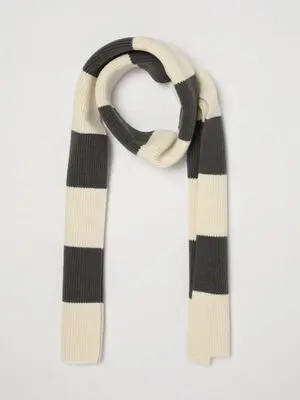 Fred Perry Striped Wool Scarf With Ribbed Edges
