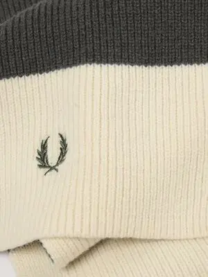 Fred Perry Striped Wool Scarf With Ribbed Edges