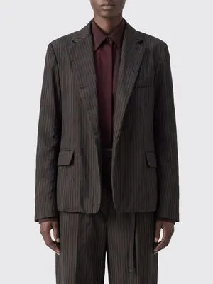 Dries Van Noten Striped Single-breasted Cropped Blazer With Notch Lapels