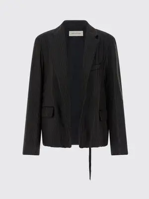 Dries Van Noten Striped Single-breasted Cropped Blazer With Notch Lapels